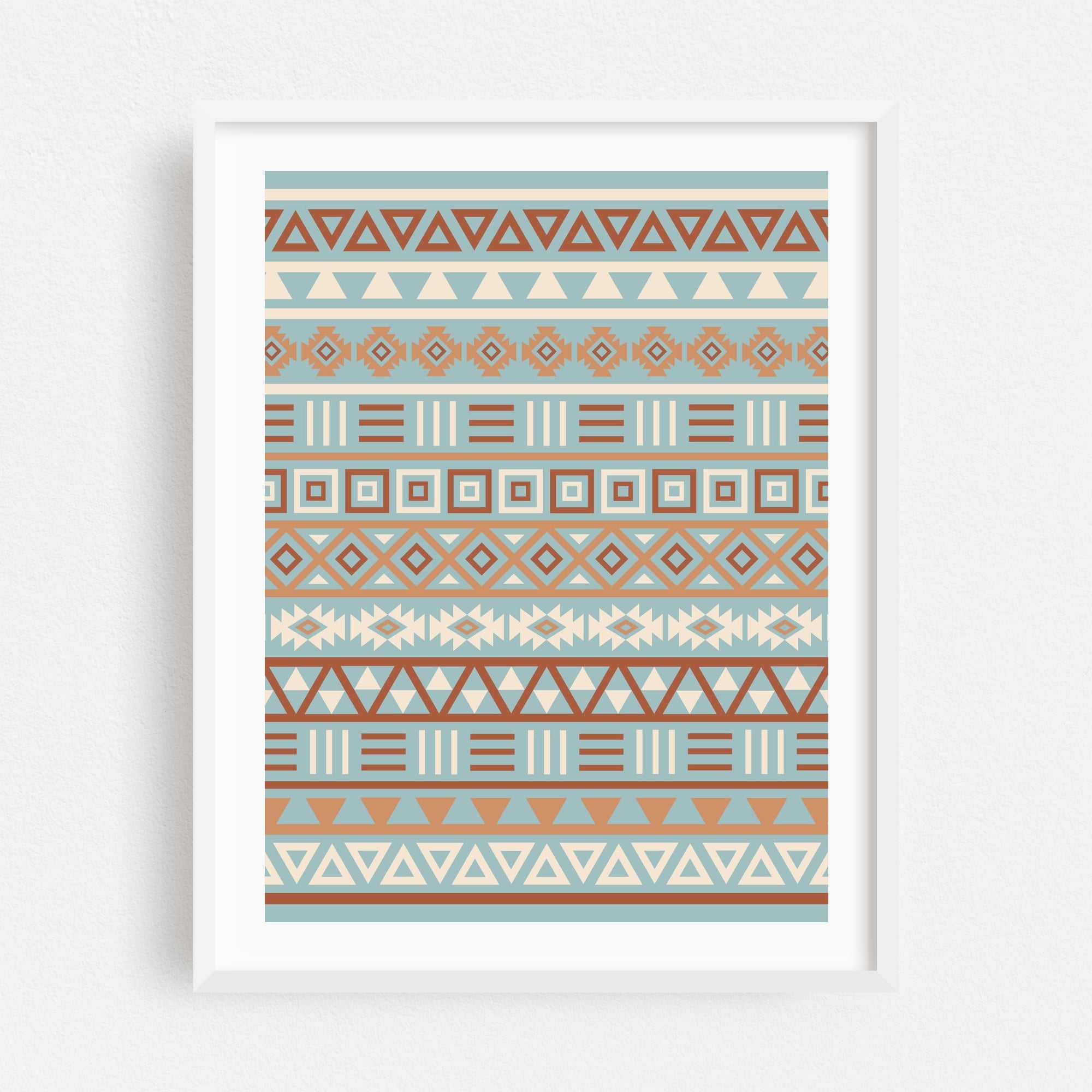 Aztec Influence Pattern Blue Cream Terracottas - Digital Art Pattern ...