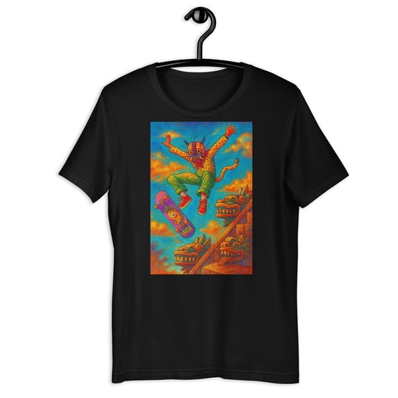 Aztec Jaguar Skateboard T-Shirt – Mexican Street Art Skater Graphic Tee ...