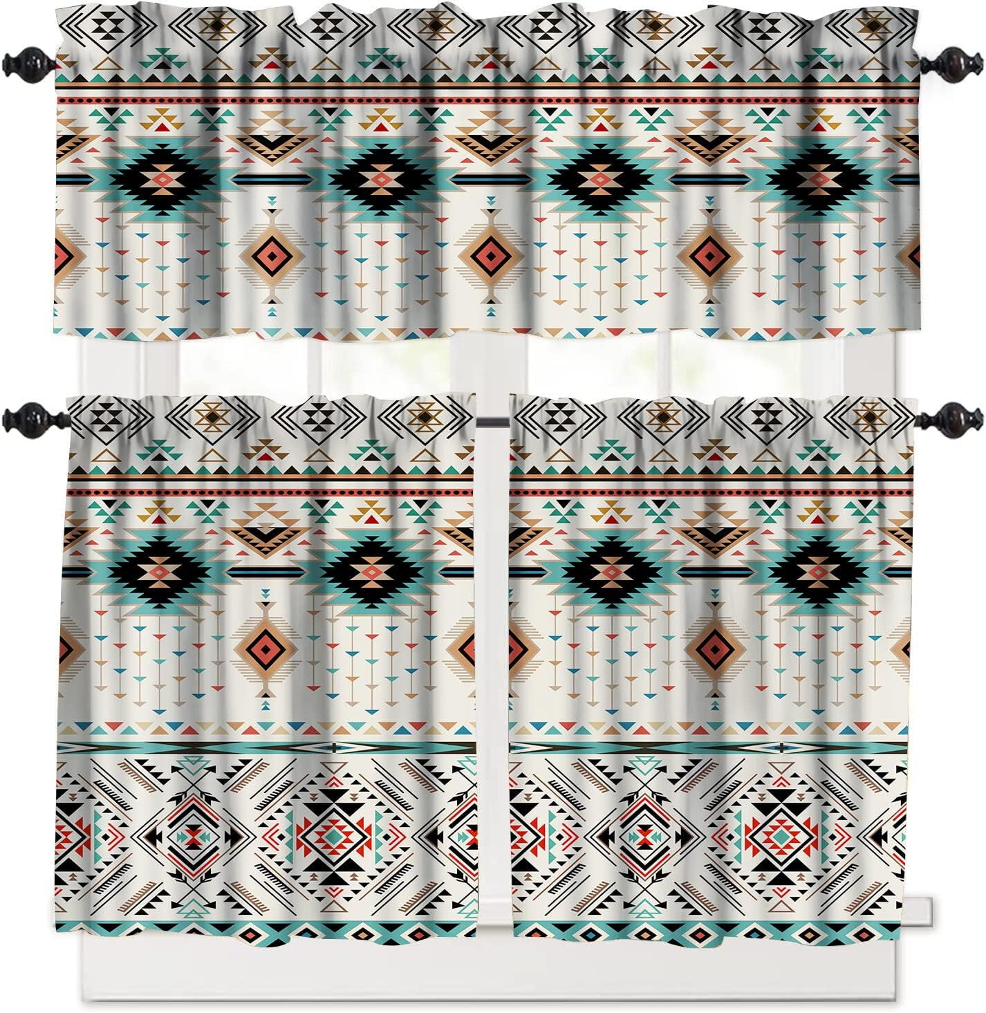 Aztec Kitchen Curtains Sets, Southwestern Native Tribal Valances for ...
