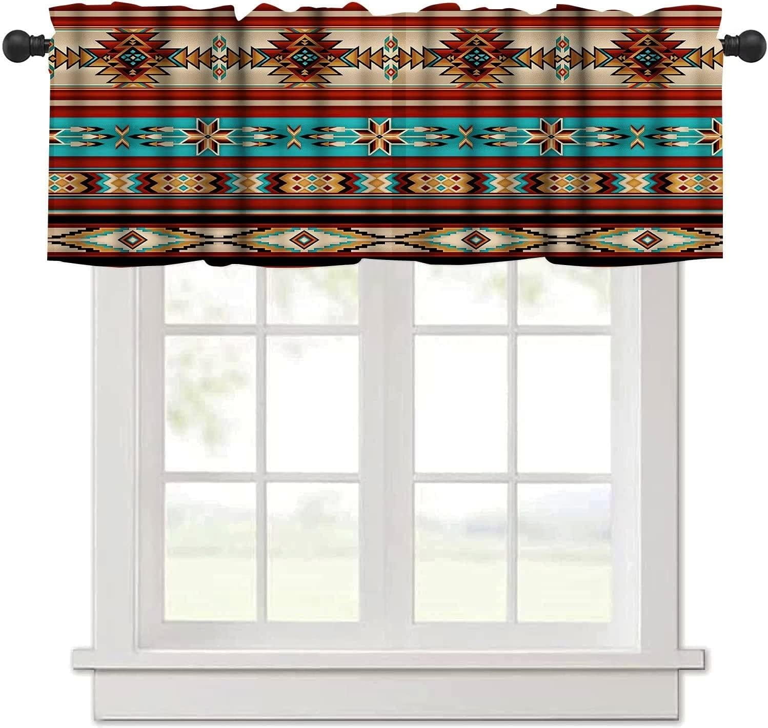 Aztec Kitchen Curtains Valance for Windows,Southwestern Native Tribal Valances for Kitchen ...