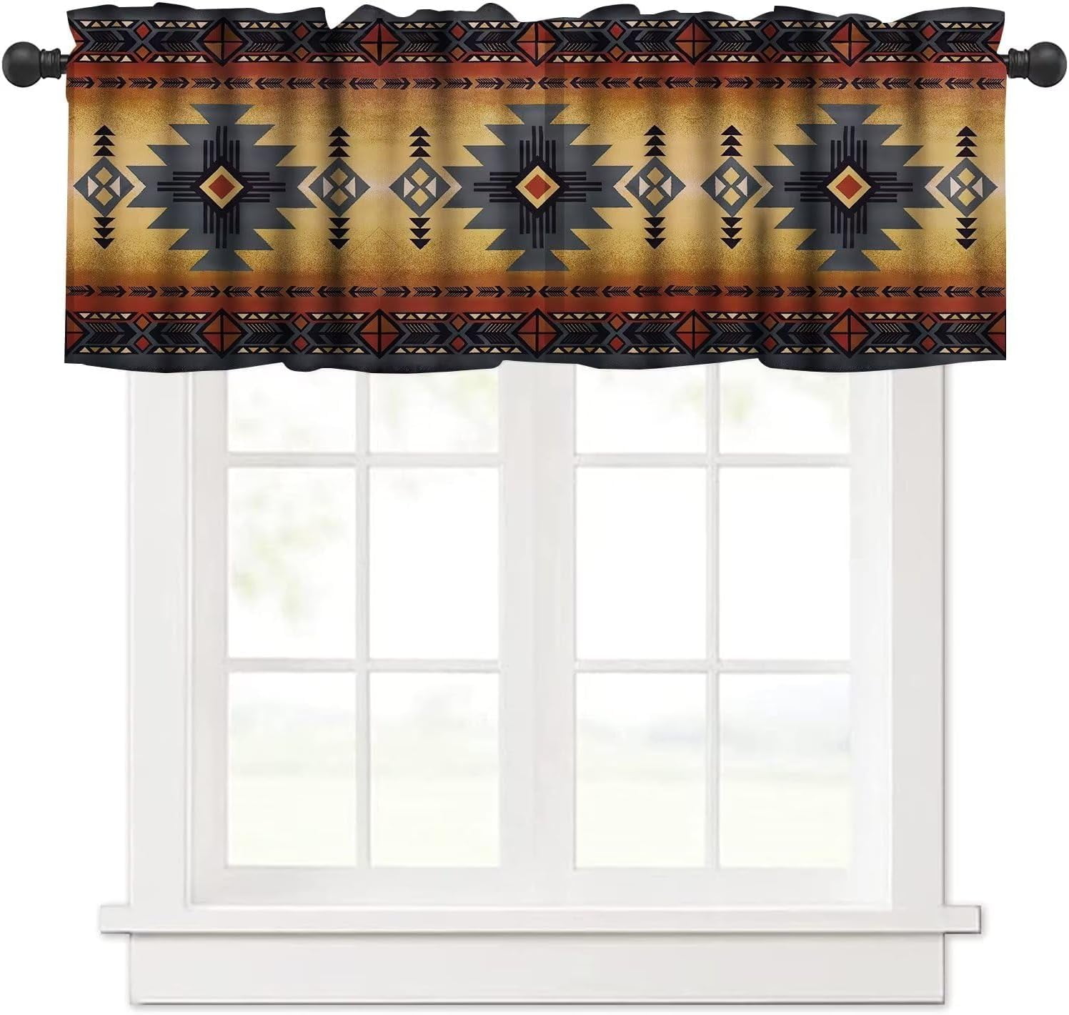 Aztec Kitchen Curtains Valance for Windows,Southwestern Native Tribal ...