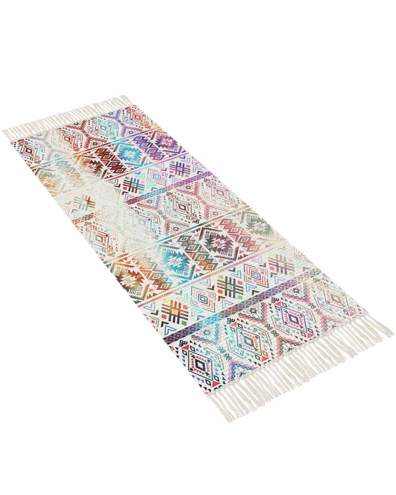 Aztec Kitchen Runner Rug 2'x4', Washable Woven Cotton Area Rug with ...