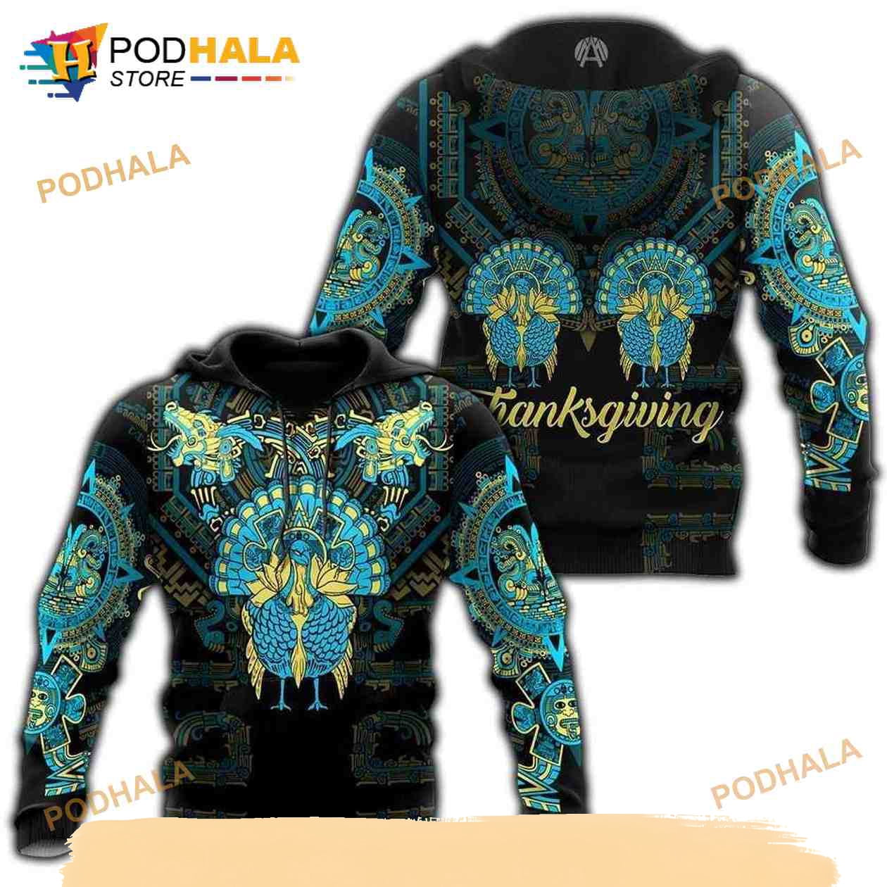 Aztec Mayan Aztec Turkey Thanksgiving 3D Hoodie - Walmart.com