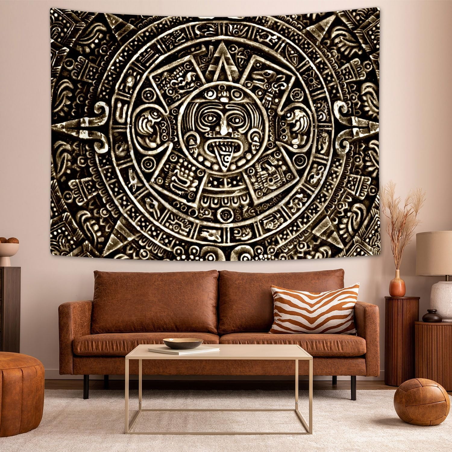 Aztec Mayan Calendar Tapestry Wall Hanging, Ancient Civilization Design ...