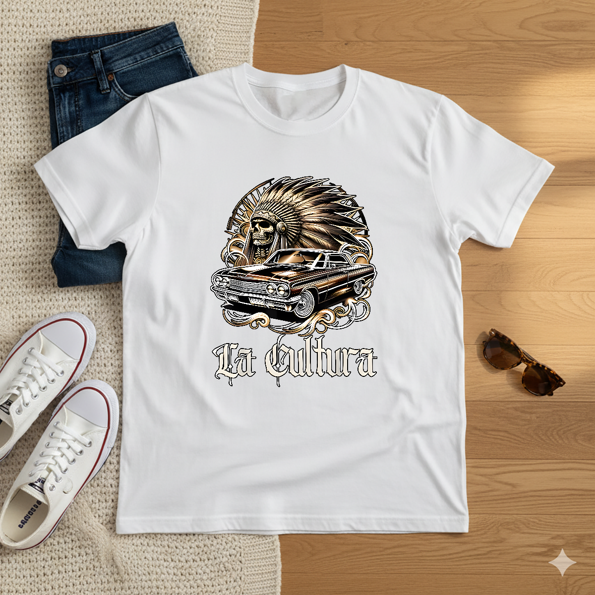 Aztec Mexican Style Lowrider Classic Muscle Car Culture Art Unisex T ...