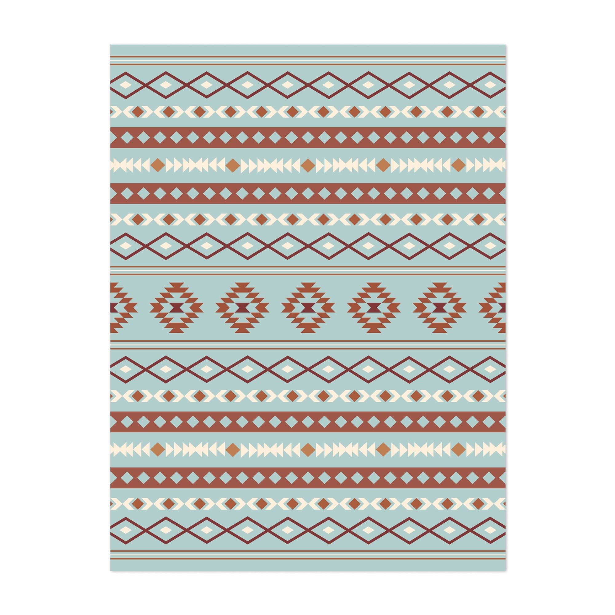 Aztec Mixed Motif Pattern Teal Red Cream - Digital Art Pattern ...