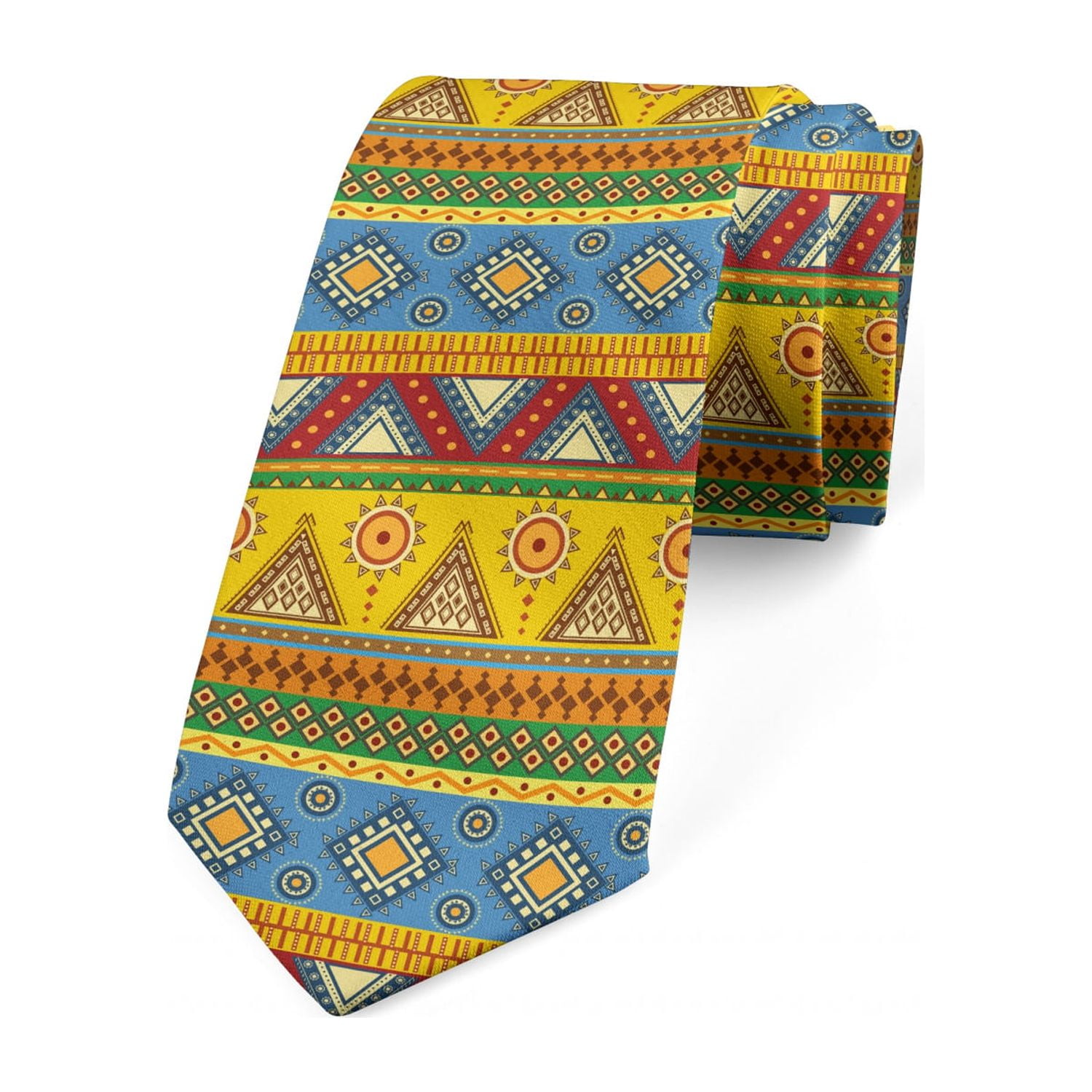 Aztec Necktie, Folk Motif Mexican Sun, Dress Tie, 3.7", Multicolor, by ...