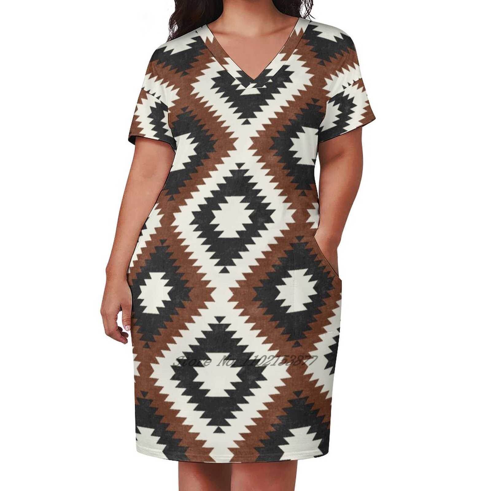 Aztec Neutrals - Inkwell & Brandywine Loose Pocket Dress Women'S ...
