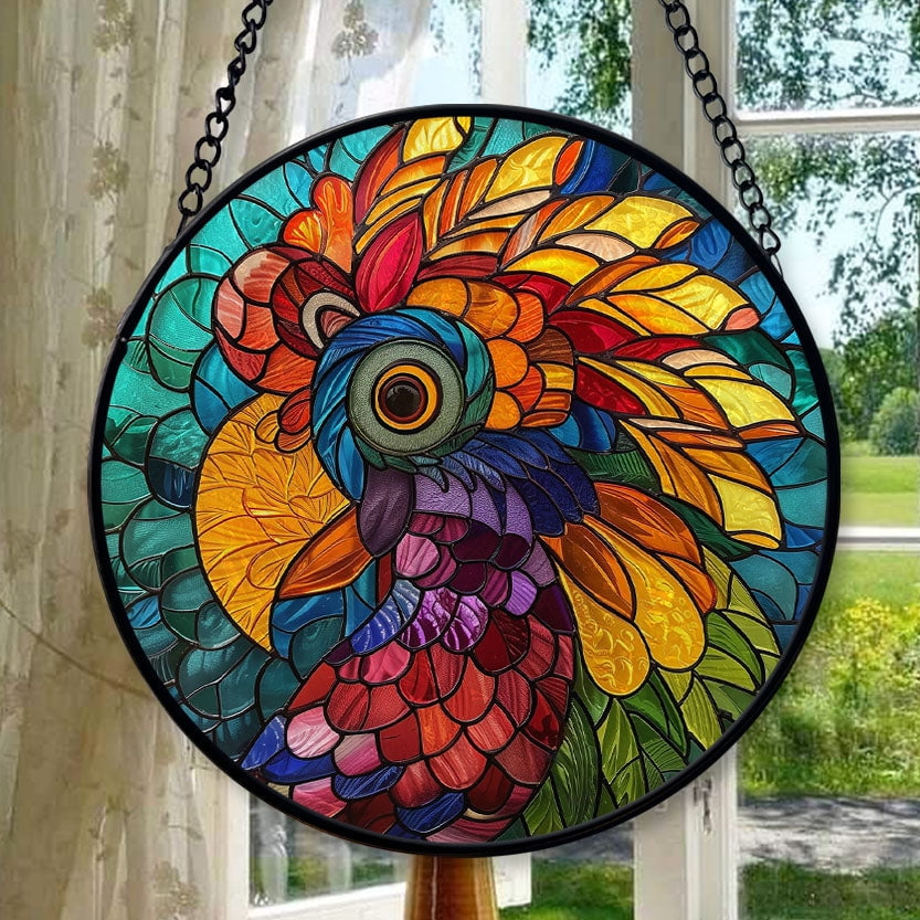 Aztec Parrot: Stained Glass Style Wall or Window Hanging, Stained Glass ...