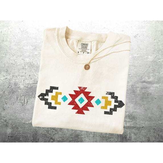 Aztec Pattern T-shirt, Vintage Western Cowgirl, Oversize, Womens, Mens ...