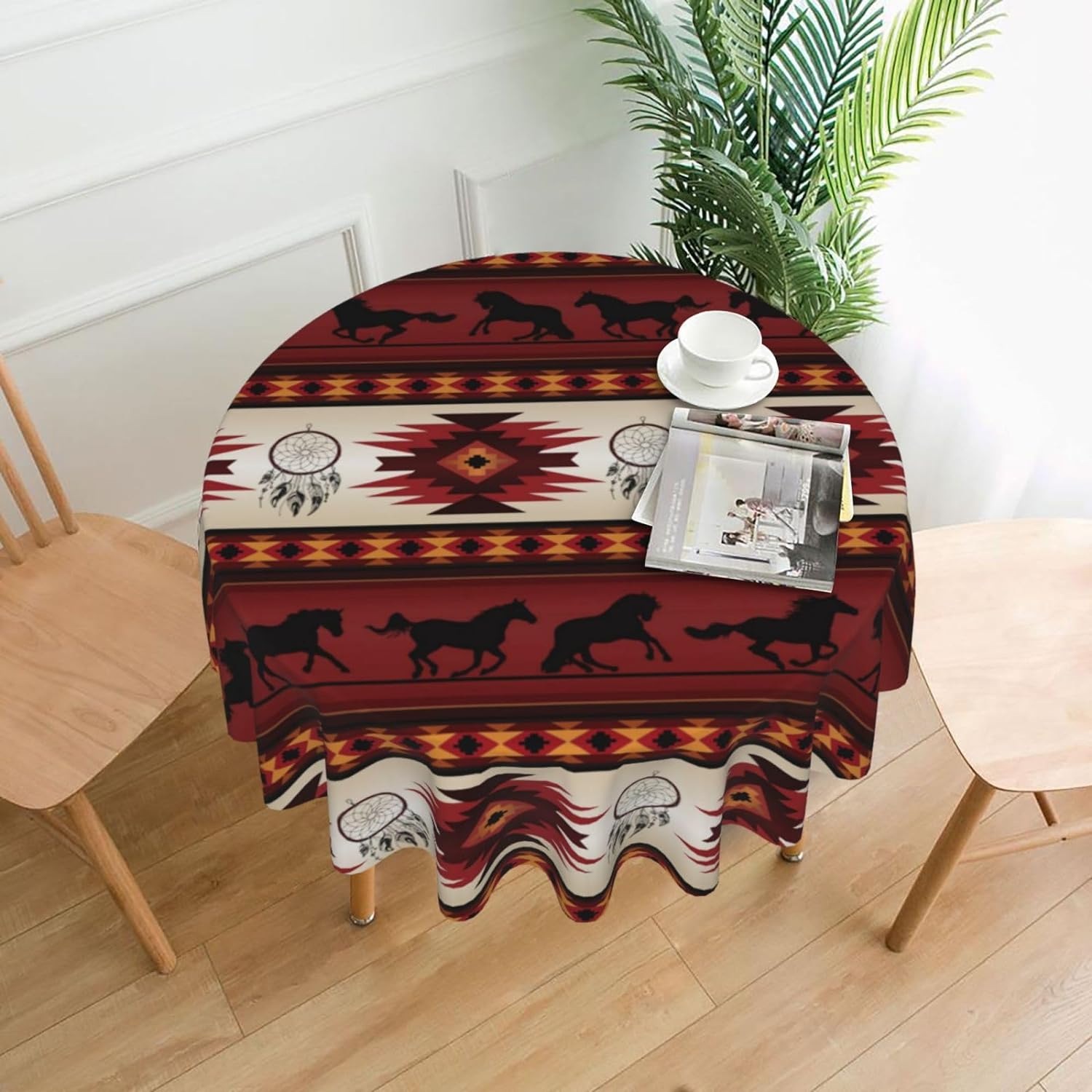 Aztec Pattern Tablecloth Ethnic Native Style Boho Geometric Green ...