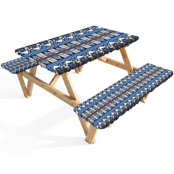 Aztec Picnic Table Cover with Bench Covers Geometric Pattern Waterproof ...