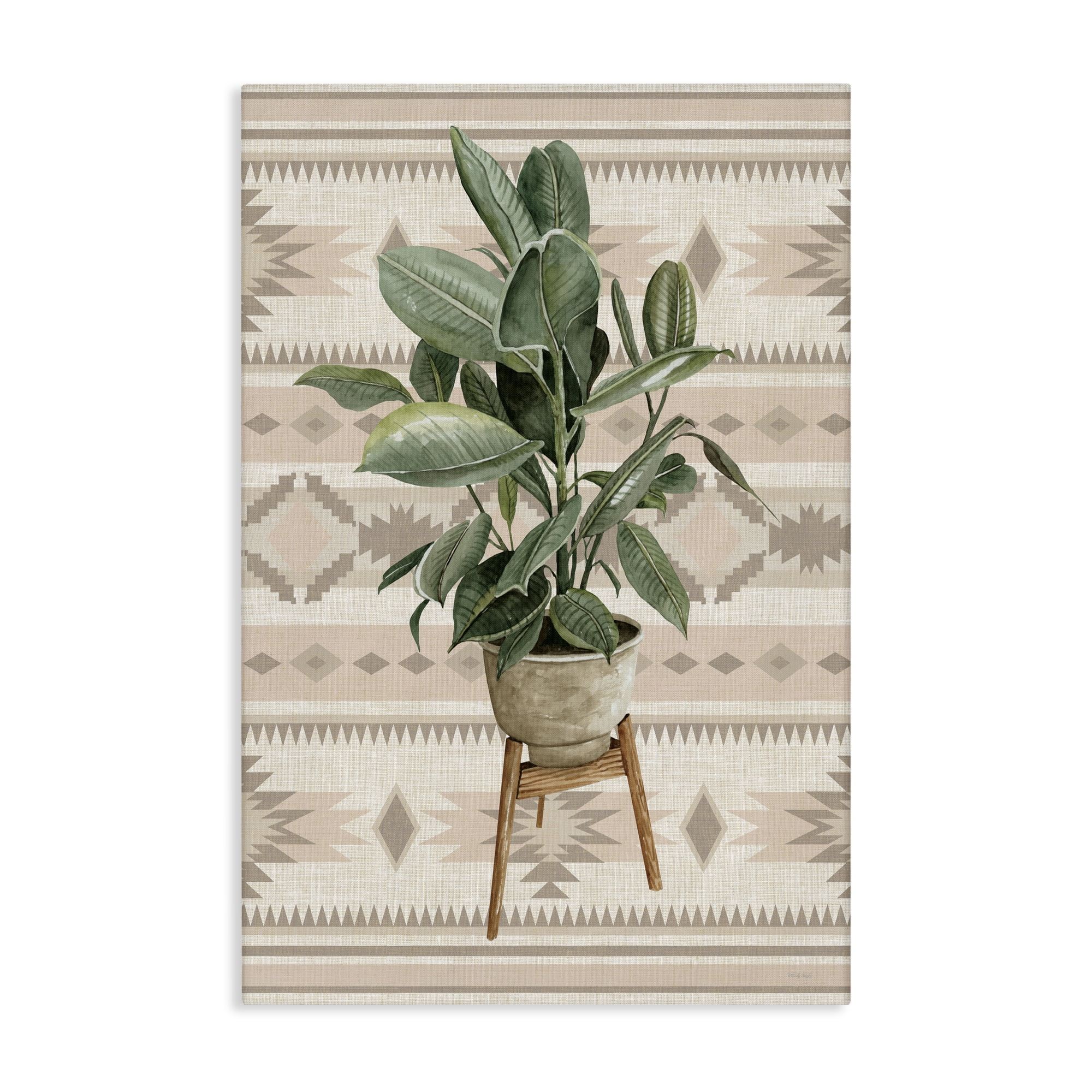 Stupell Industries Aztec Planter Lush Plant Canvas Wall Art, design by ...