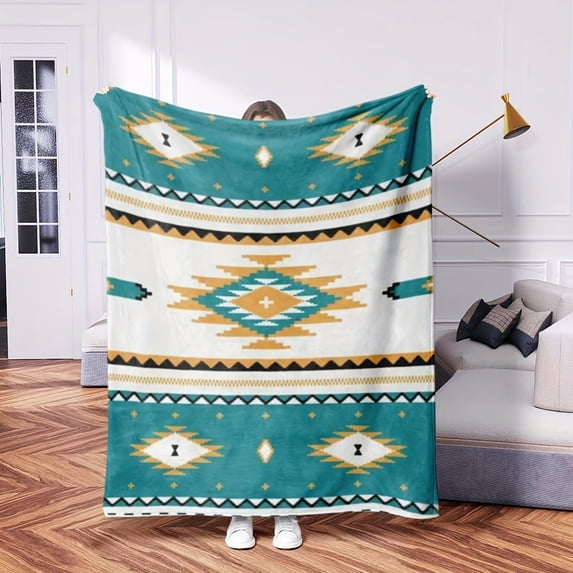 Aztec Print Fleece Blanket - Soft, Cozy, All-Season Flannel Shawl in ...