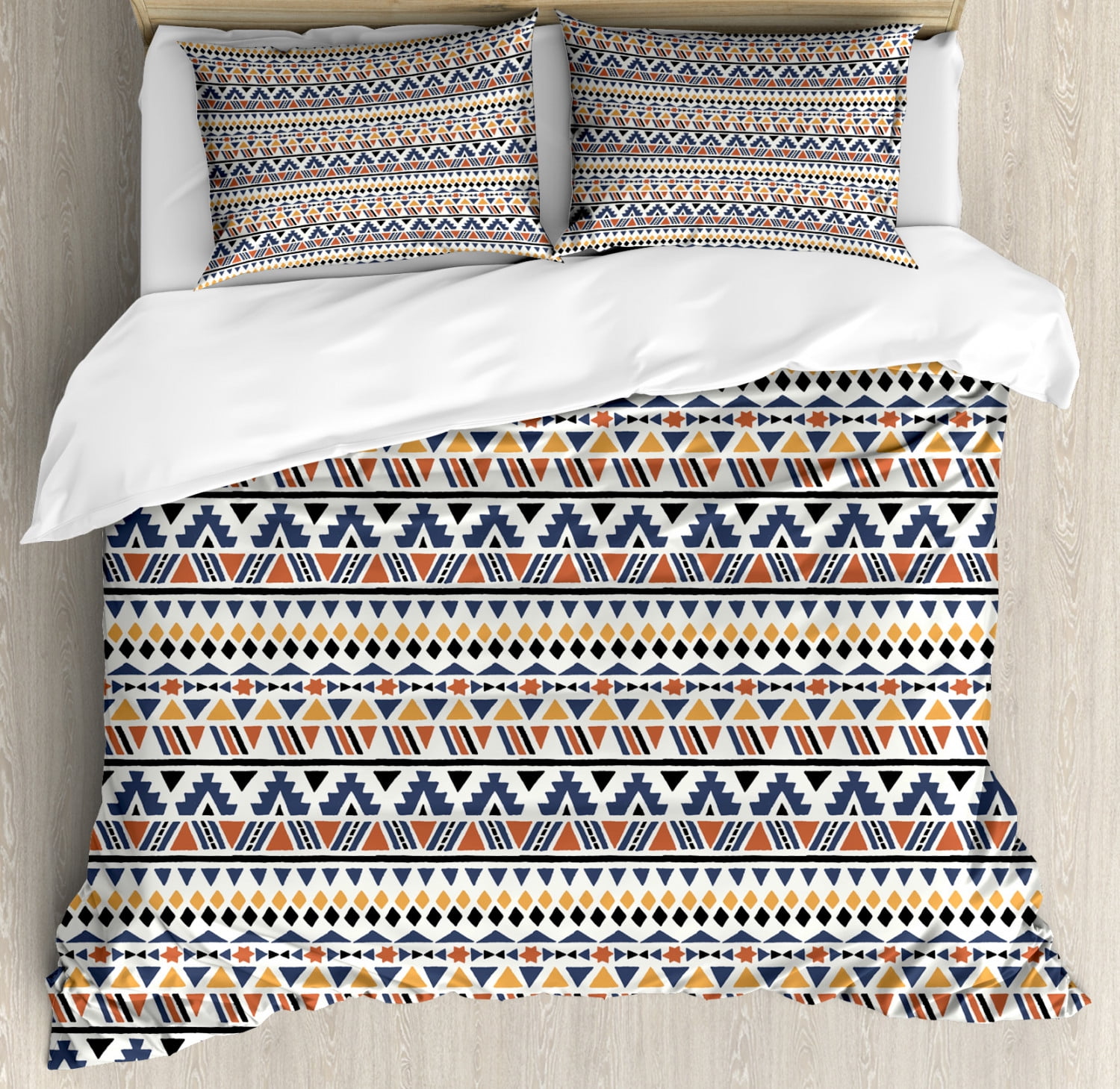 Aztec Queen Size Duvet Cover Set, Colorful Geometric Background with ...
