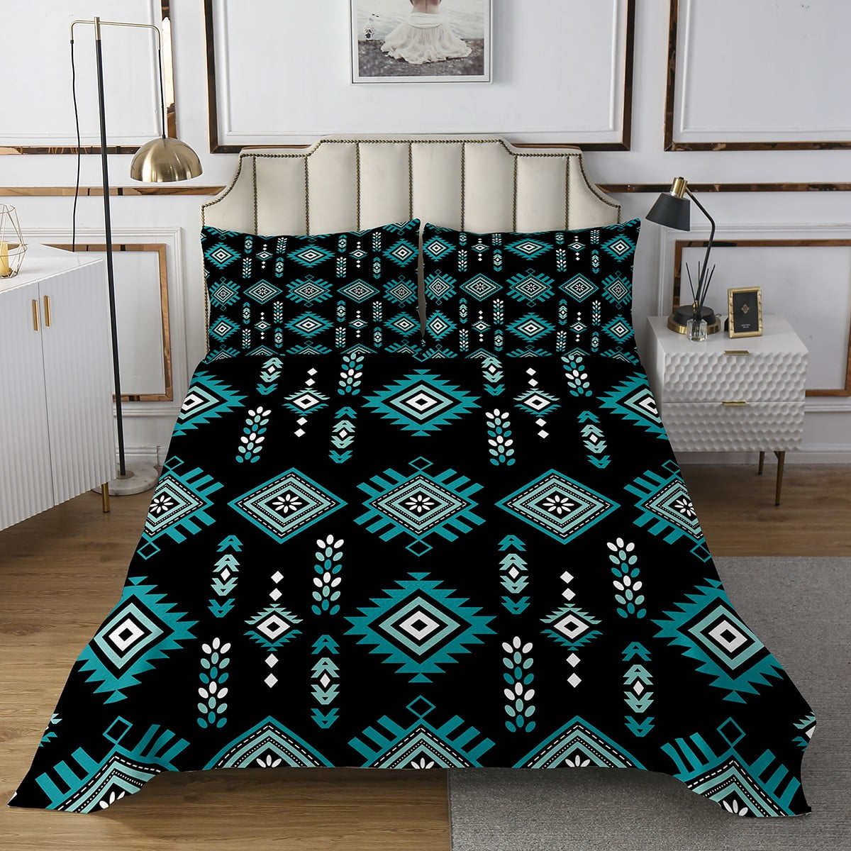 Aztec Quilt Set Queen Geometric Bedspread Set For Teens Young Southwest ...