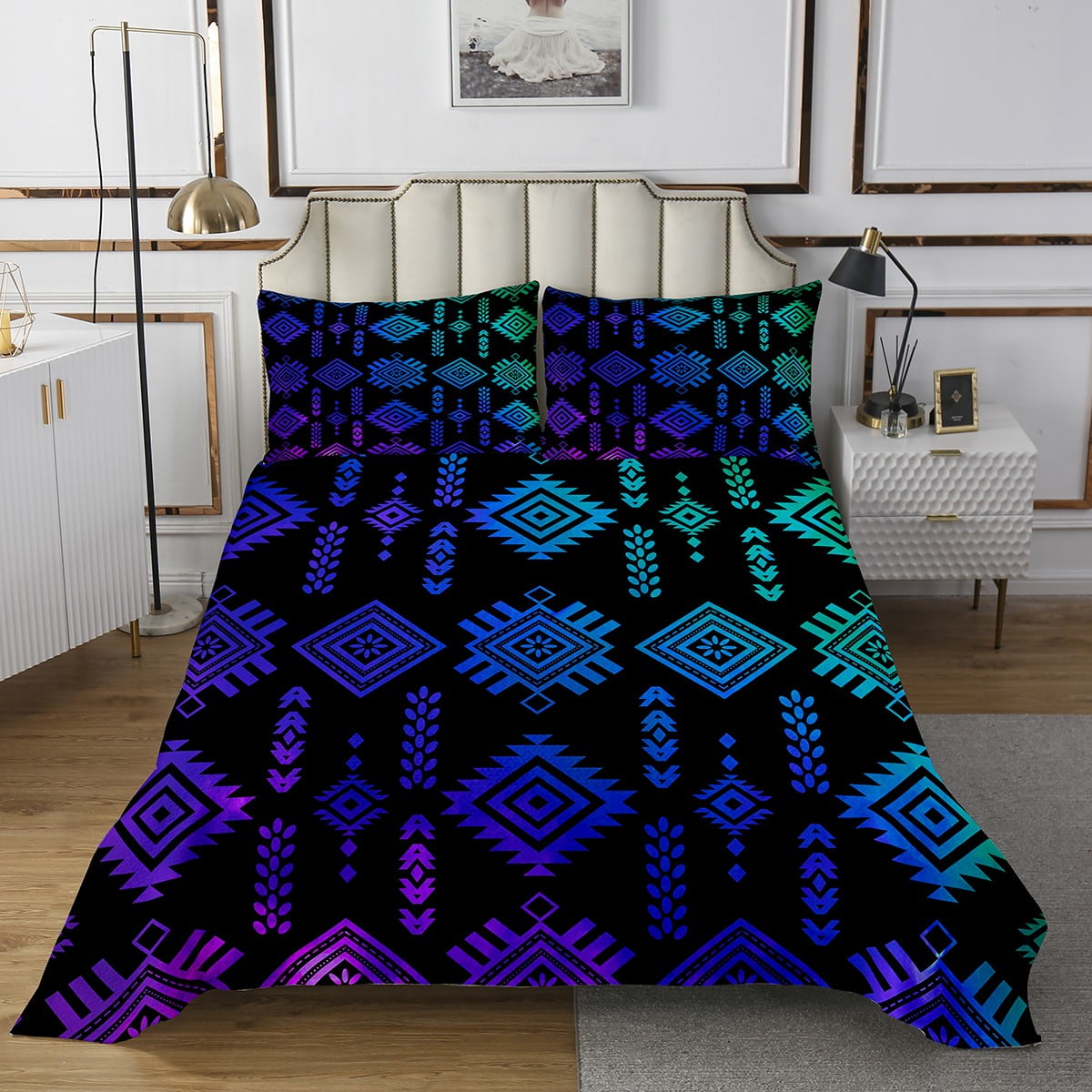 Aztec Quilt Set Queen Geometric Bedspread Set Southwest Coverlet Set ...