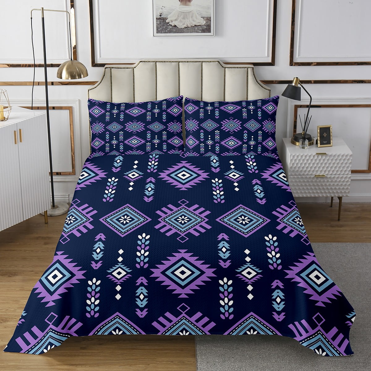 Aztec Quilt Set Queen Geometric Bedspread Set Southwest Coverlet Set ...