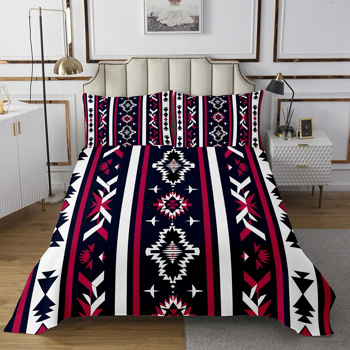 Aztec Quilt Set Southwest Geometric King Bedspread Set for Boys,Indian ...