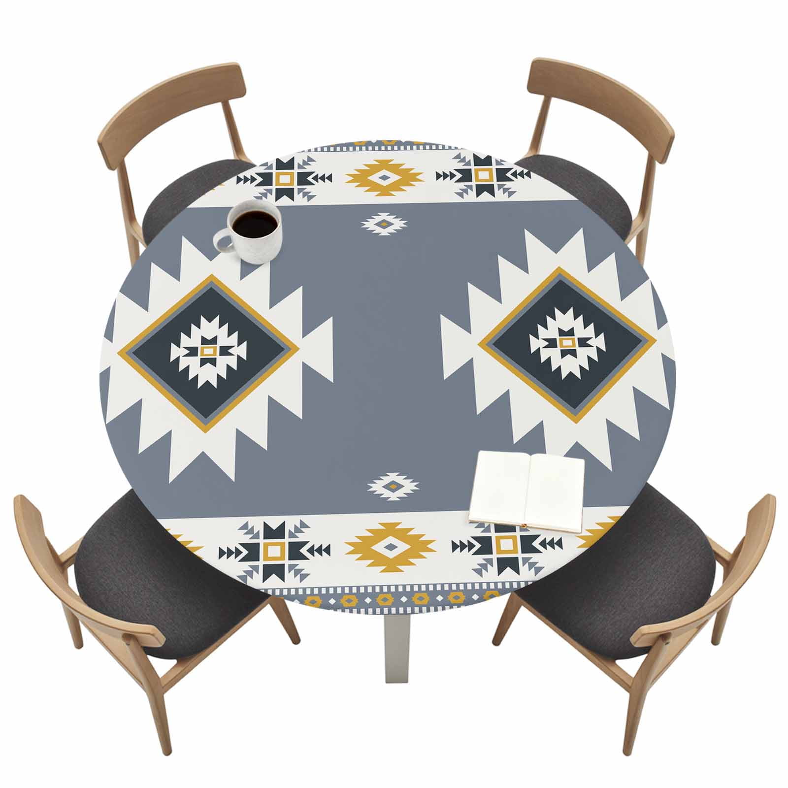 Aztec Round Fitted Tablecloth with Elastic Edge Southwestern Bohemian ...