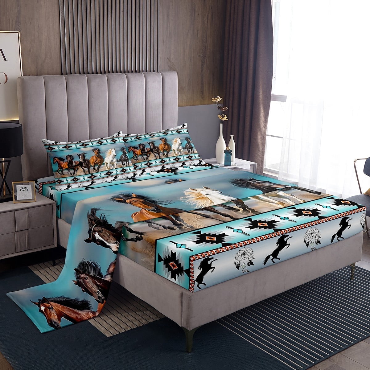 Free Shipping! Aztec Sheet Set African Tribal Horse Printed Bed Sheets ...