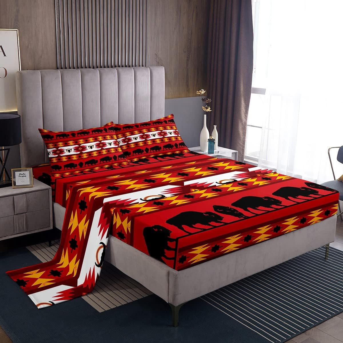 Aztec Sheet Set Queen,Highland Cow Fitted Sheet Cowgirl Cowboy Bull ...