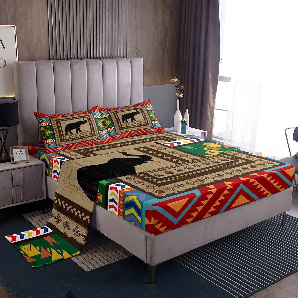 Aztec Sheet Set Twin Black Elephant Bed Sheets Set Rustic Farmhouse ...