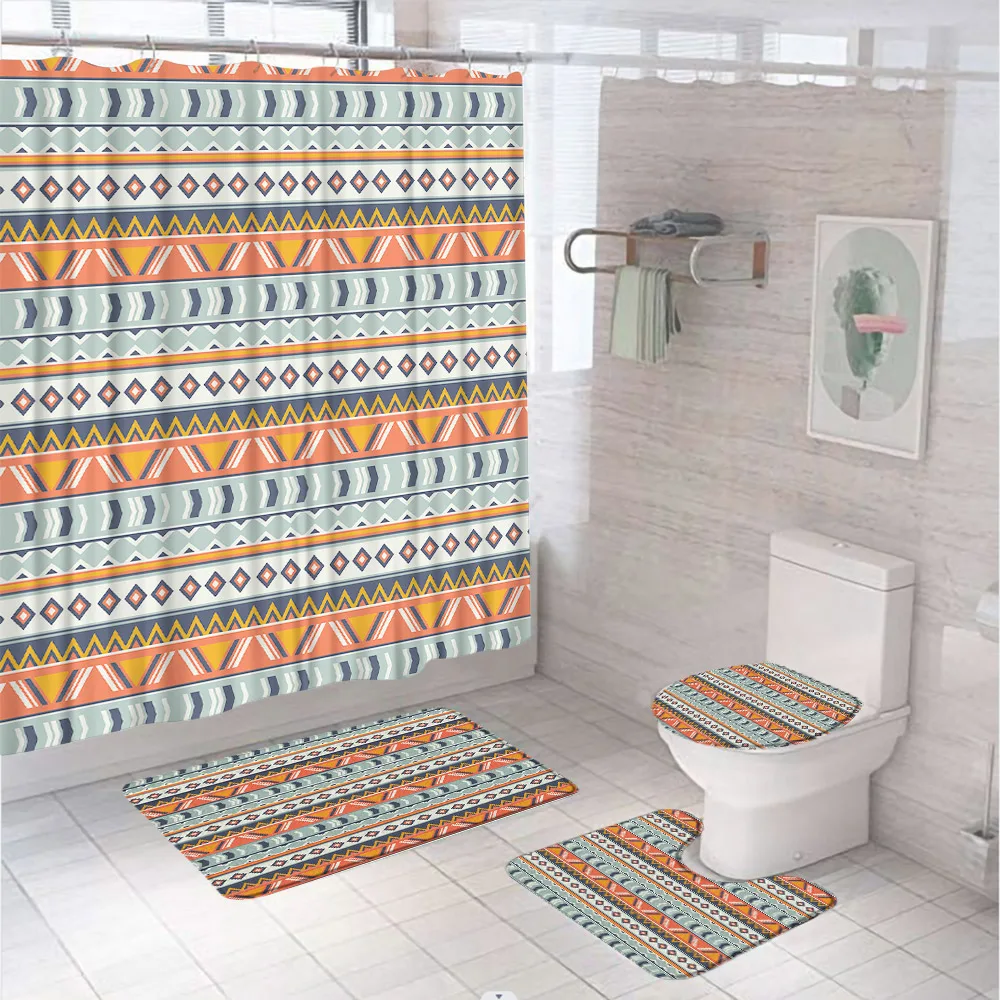 Aztec Shower Curtain Sets Boho Geometric Tribal Vintage Aesthetic ...