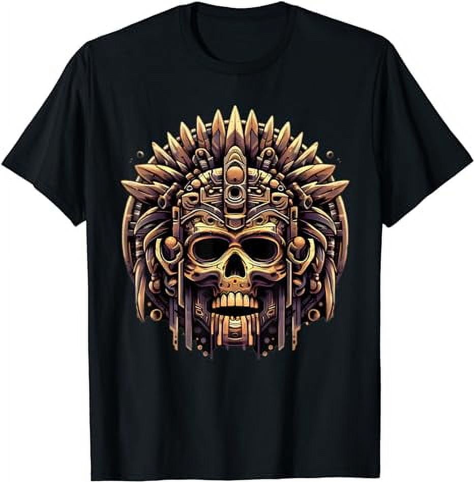 Aztec Skull Mask Mayan Warrior Mexican Ancient Civilization T-Shirt ...