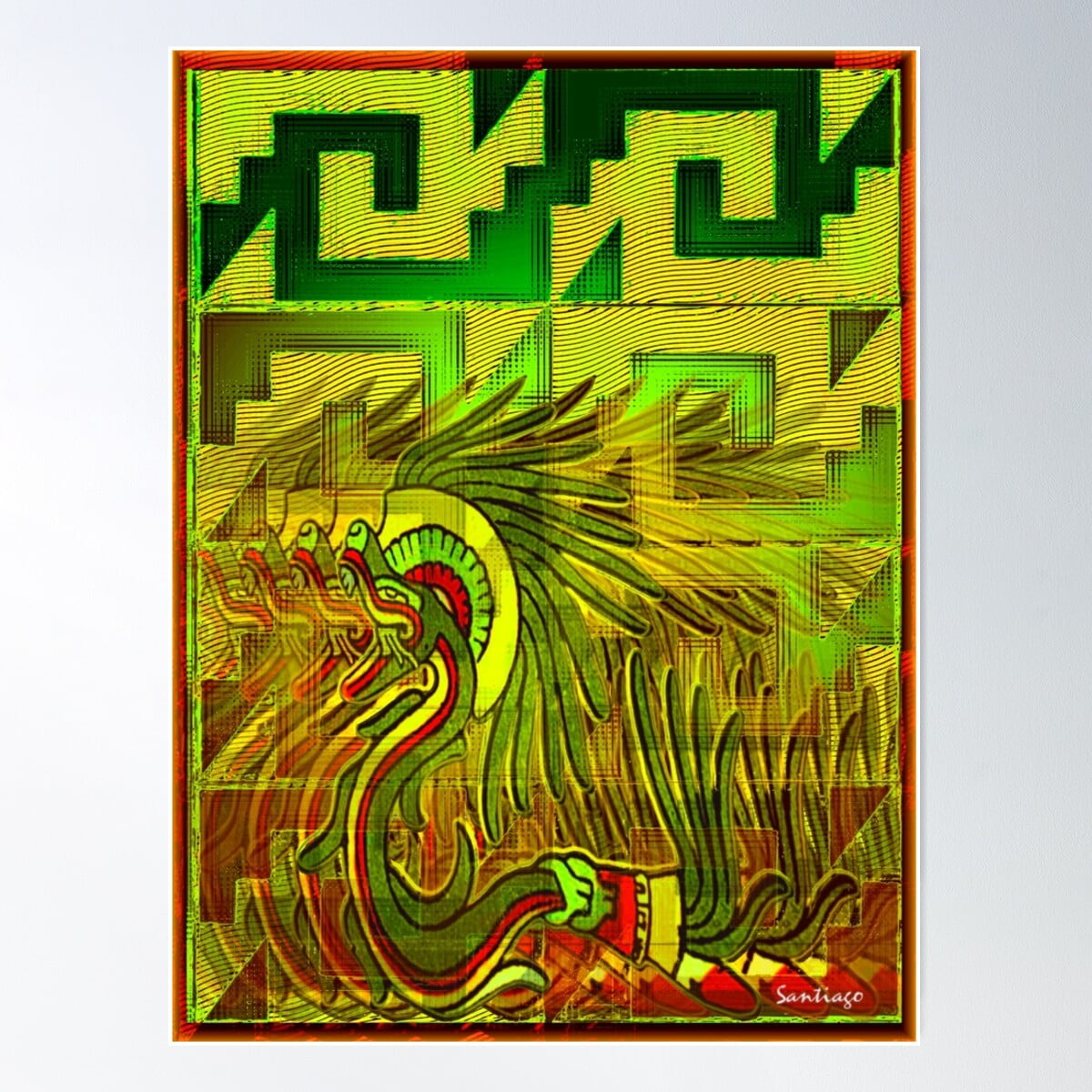 Aztec Snake (V3.3) Poster Wall Art, Modern Wall Decor For Living Room ...