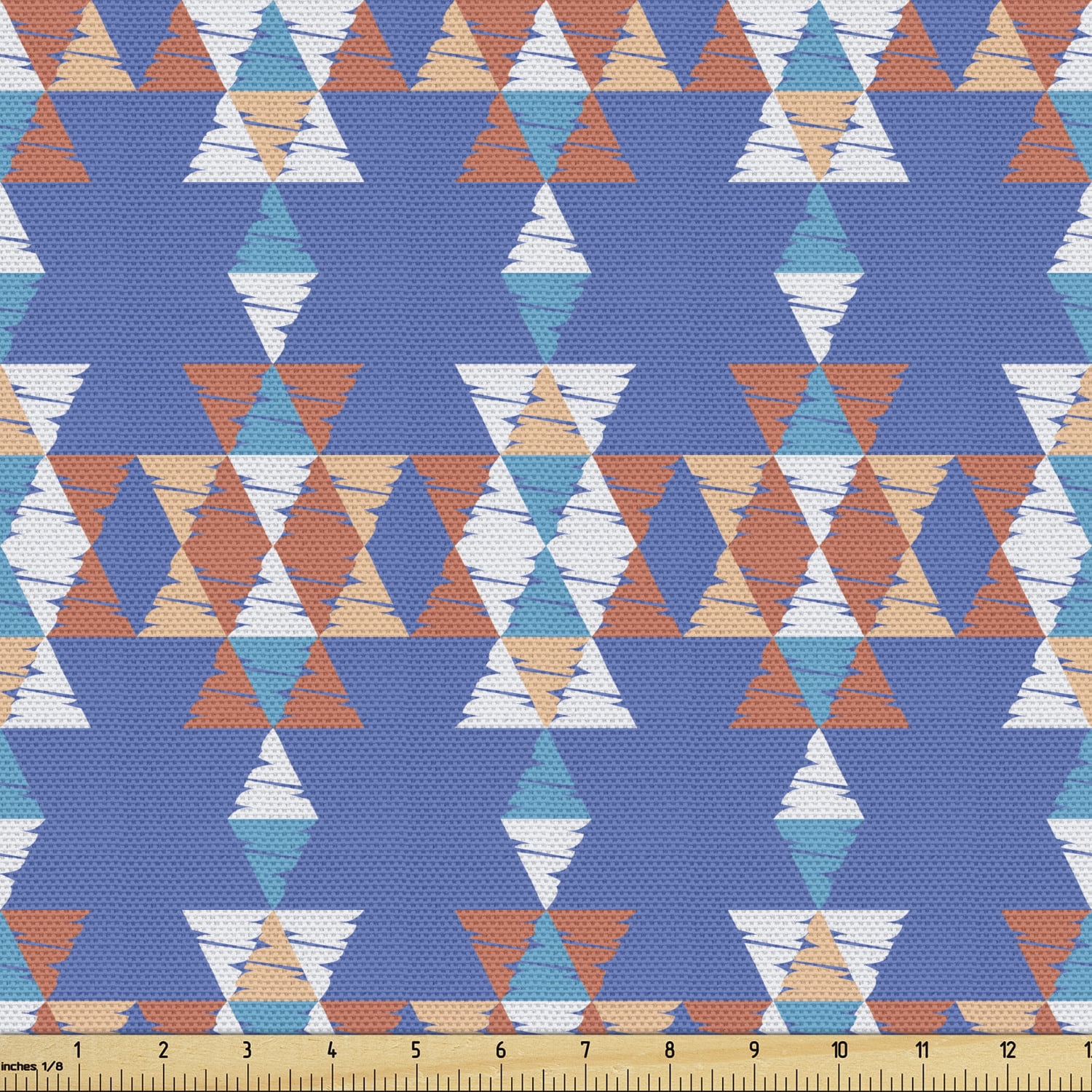 Ambesonne Aztec Fabric by the Yard Upholstery, Retro Native Triangular ...