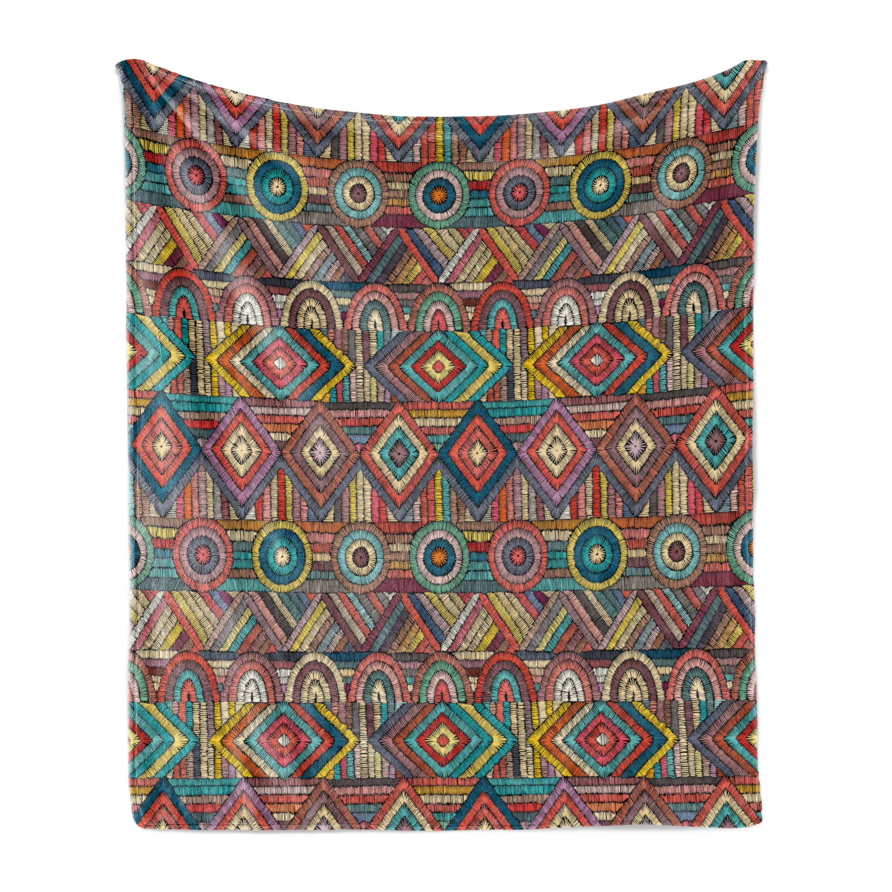 Aztec Soft Flannel Fleece Blanket, Vibrant Folk Style Cultural ...