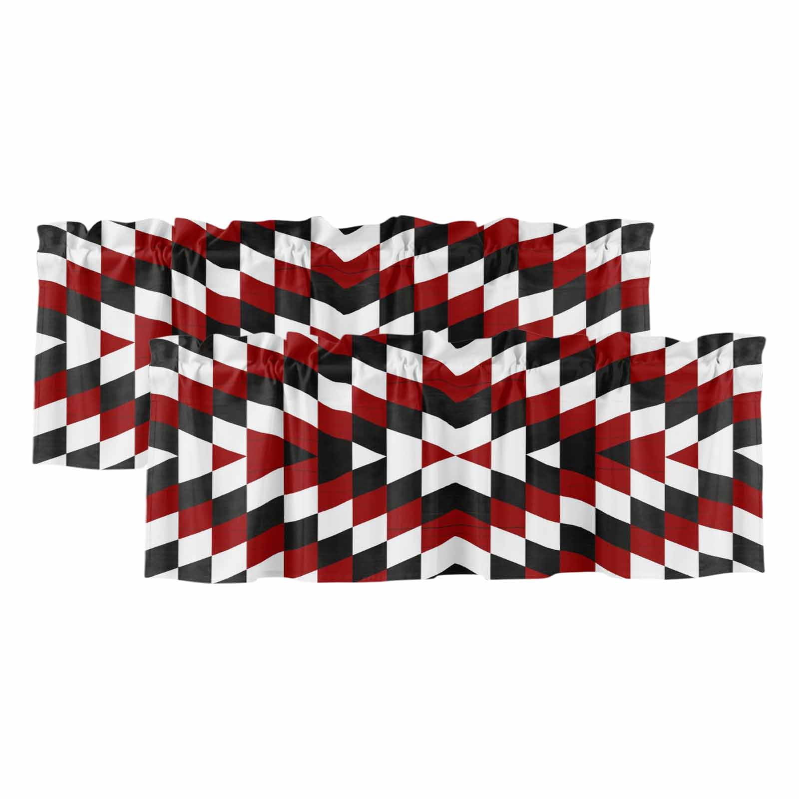 Aztec Southwest 2 Panels Kitchen Valance, Vintage Abstract Red Black ...