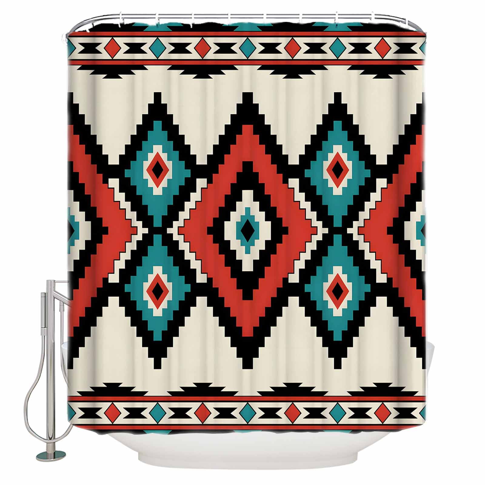 Aztec Southwest Bathroom Shower Curtains with 12 Hooks Polyester ...