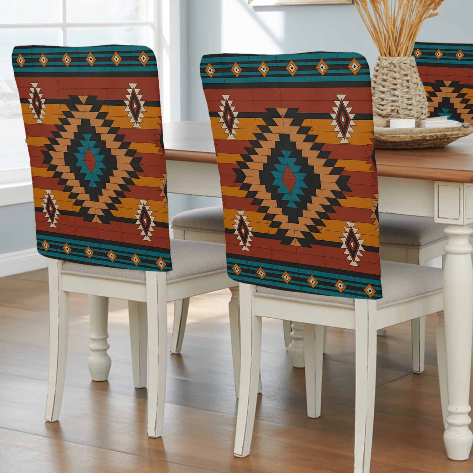 Aztec Southwest Chair Back Covers, Vintage Geometric Farmhouse Art ...