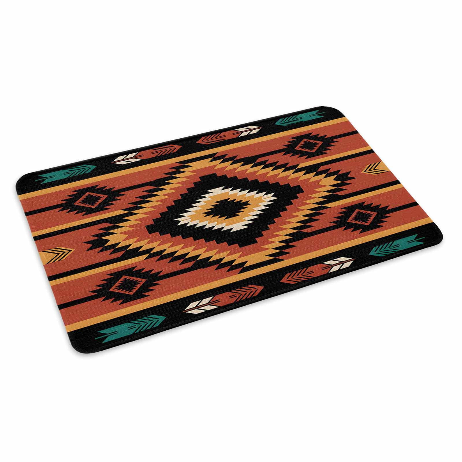 Aztec Southwest Doormat Outdoor Entrance 18"x30", Orange Black Boho ...