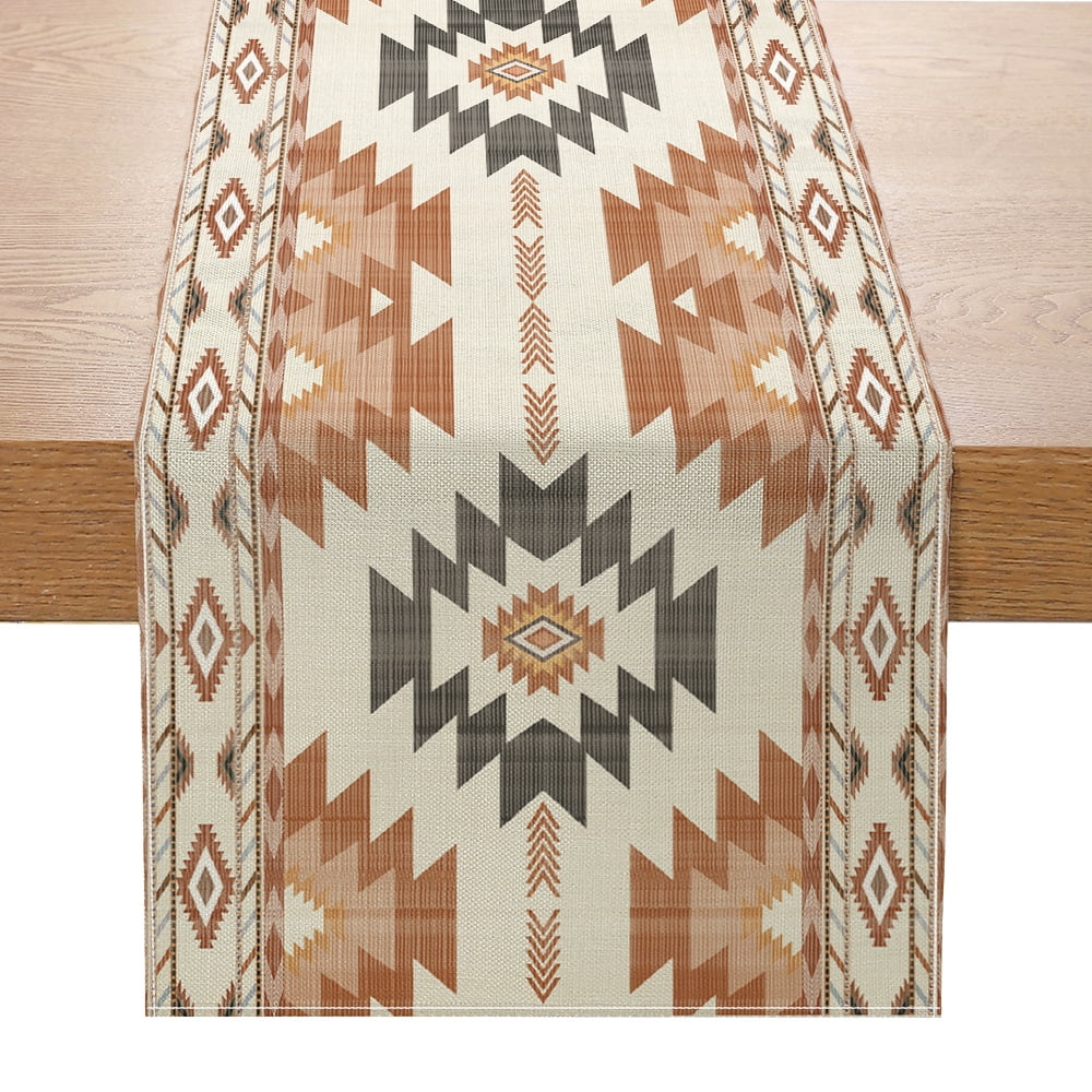 Aztec Southwest Linen Table Runners Bohemian Ethnic Style Geometric ...