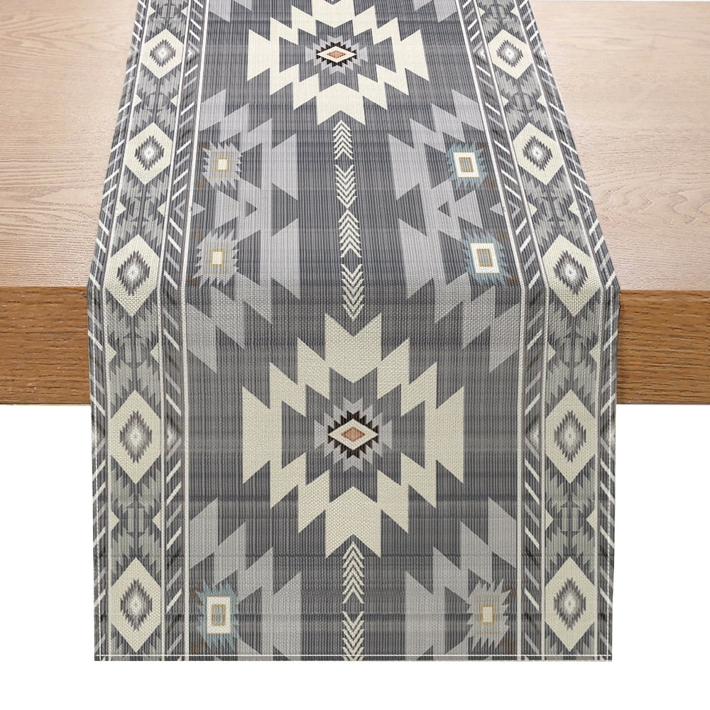 Aztec Southwest Linen Table Runners Bohemian Ethnic Style Geometric ...