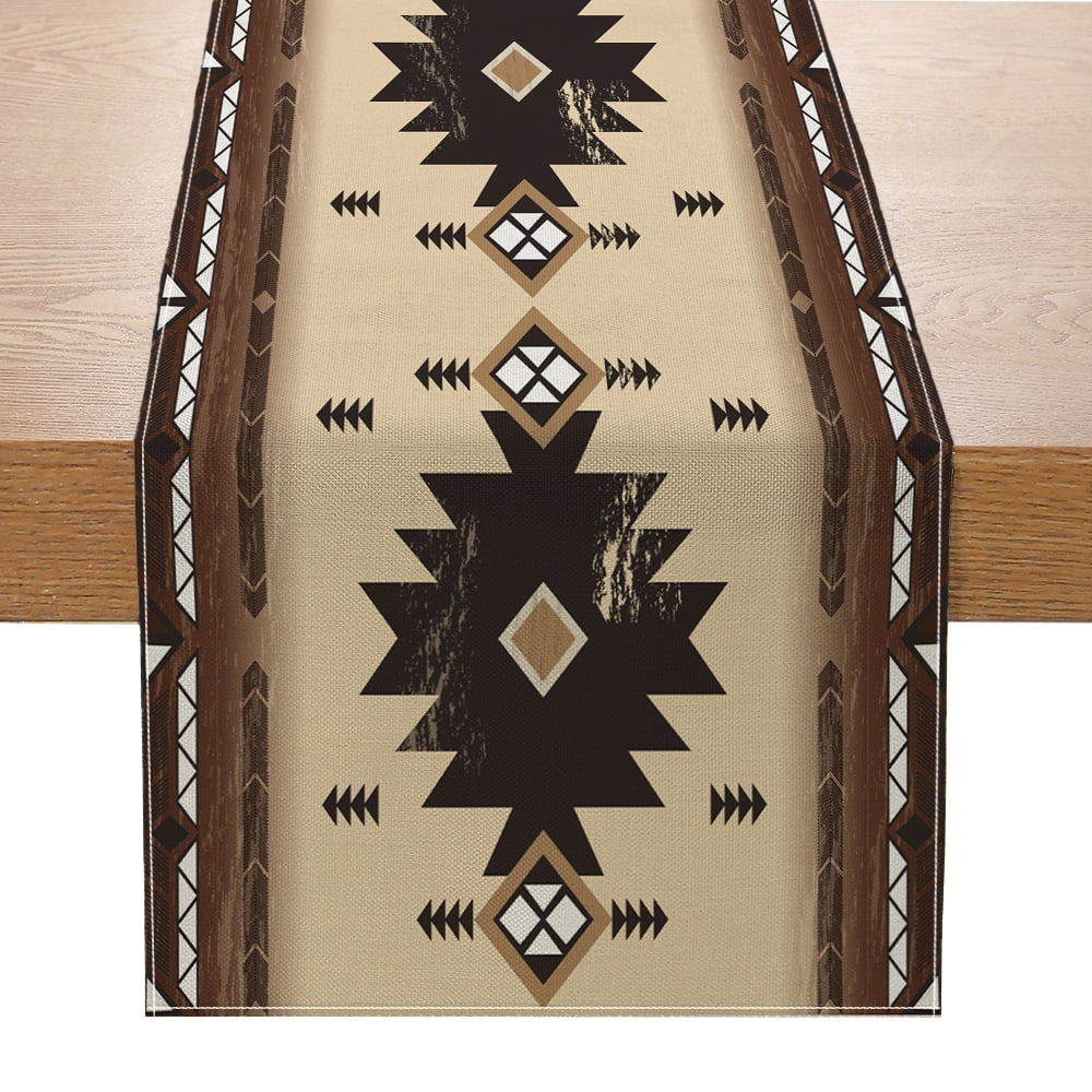 Aztec Southwest Linen Table Runners Bohemian Ethnic Style Geometric ...