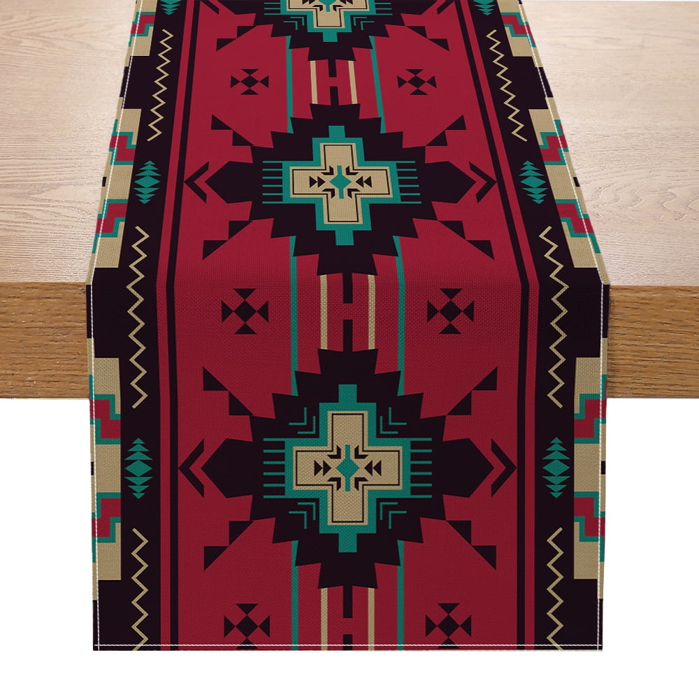 Aztec Southwest Linen Table Runners Bohemian Ethnic Style Geometric ...