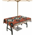 Aztec Southwest Outdoor Tablecloth with Umbrella Hole Rectangle,Orange ...