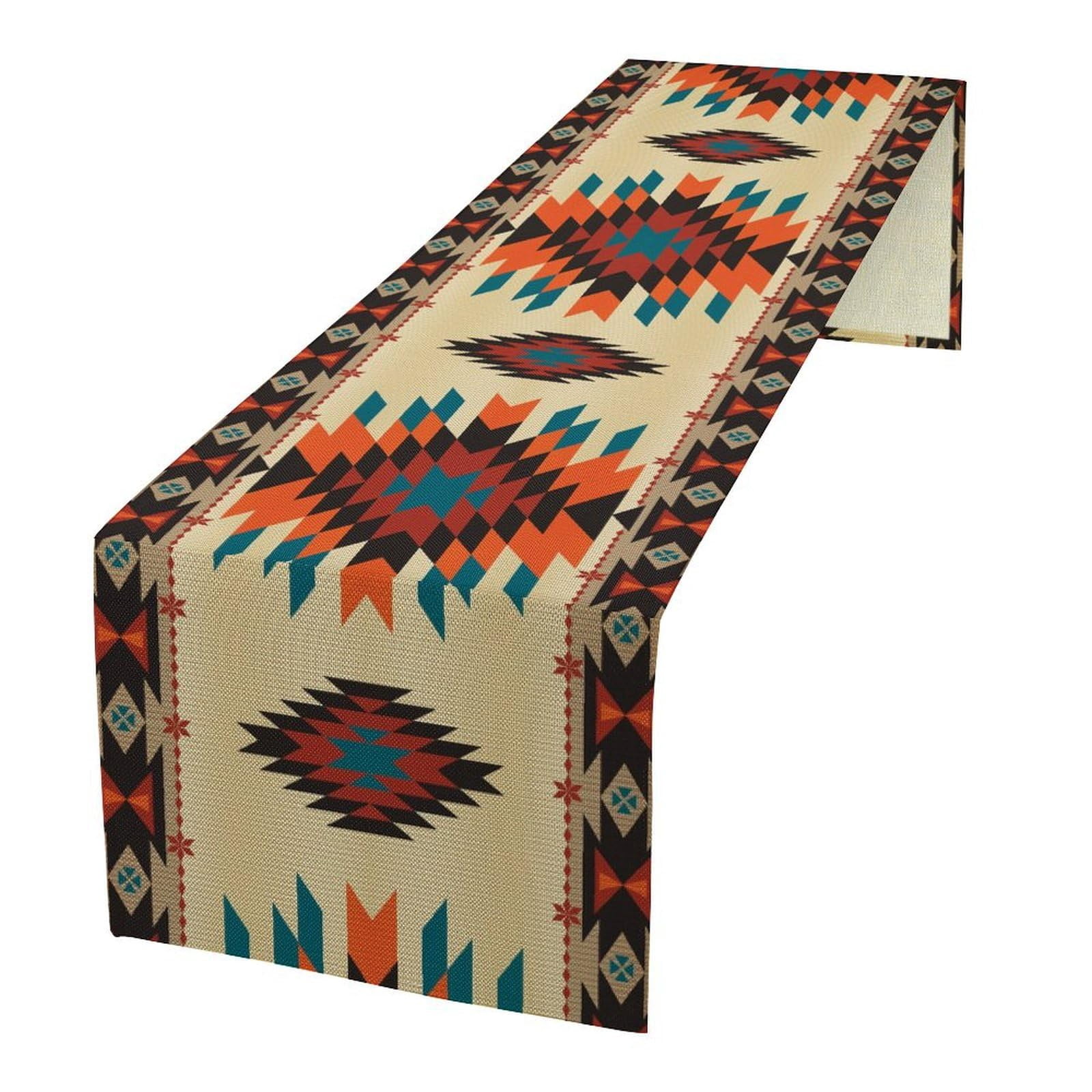 Aztec Southwest Retro Table Runner Vintage Geometry Triditional Ethnic ...