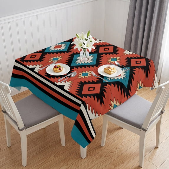 Aztec Southwest Table Cloth Waterproof Tablecloths, Red Black Geometric ...