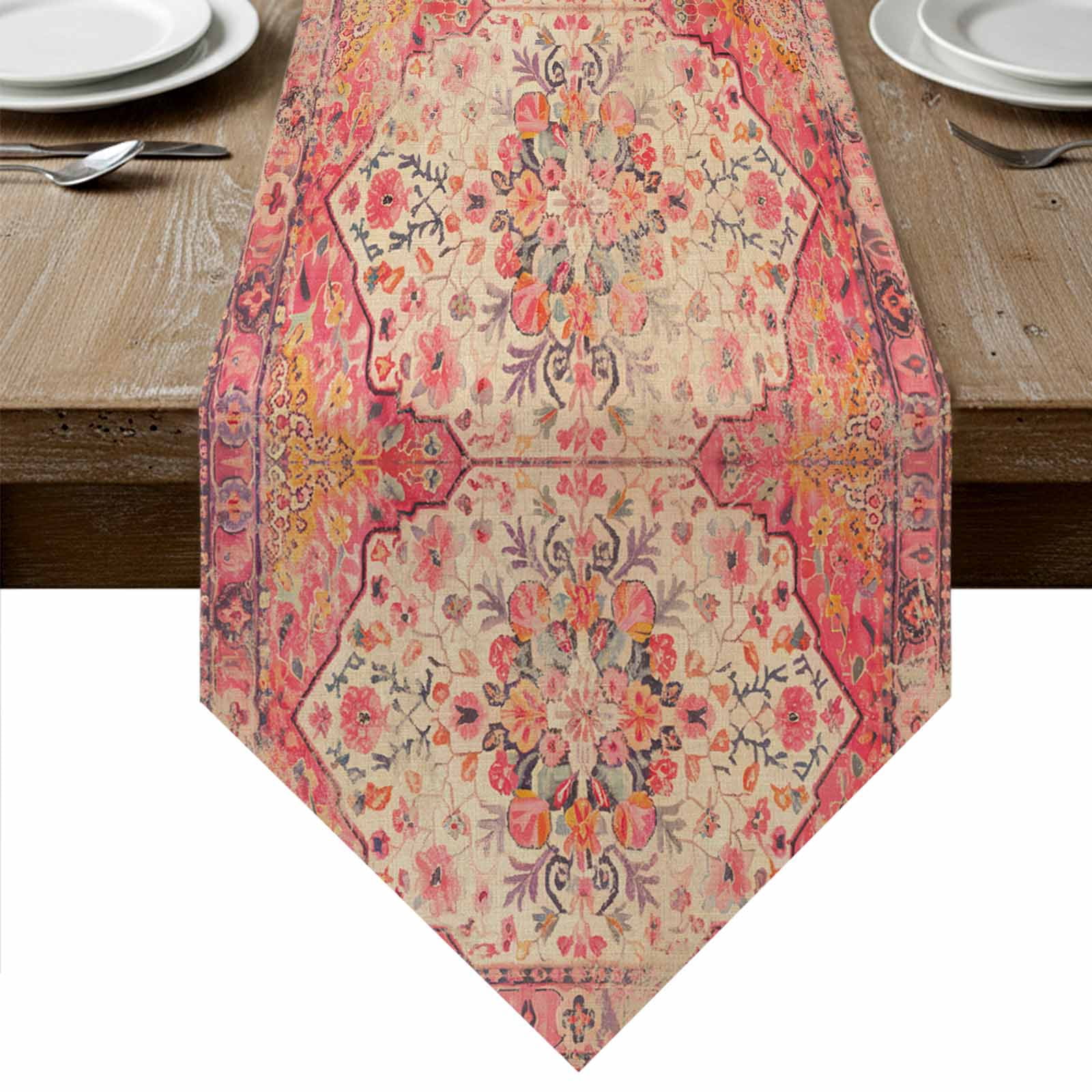 Aztec Southwest Table Runner Linen Burlap Table Runner 48 Inches Long ...