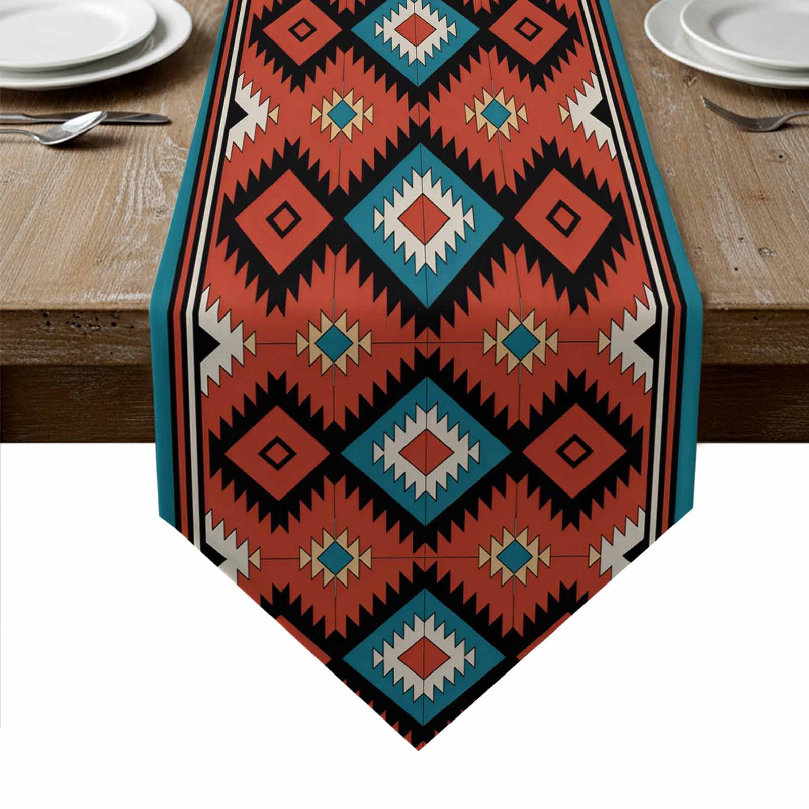 Aztec Southwest Table Runner Linen Burlap Table Runner 60 Inches Long ...