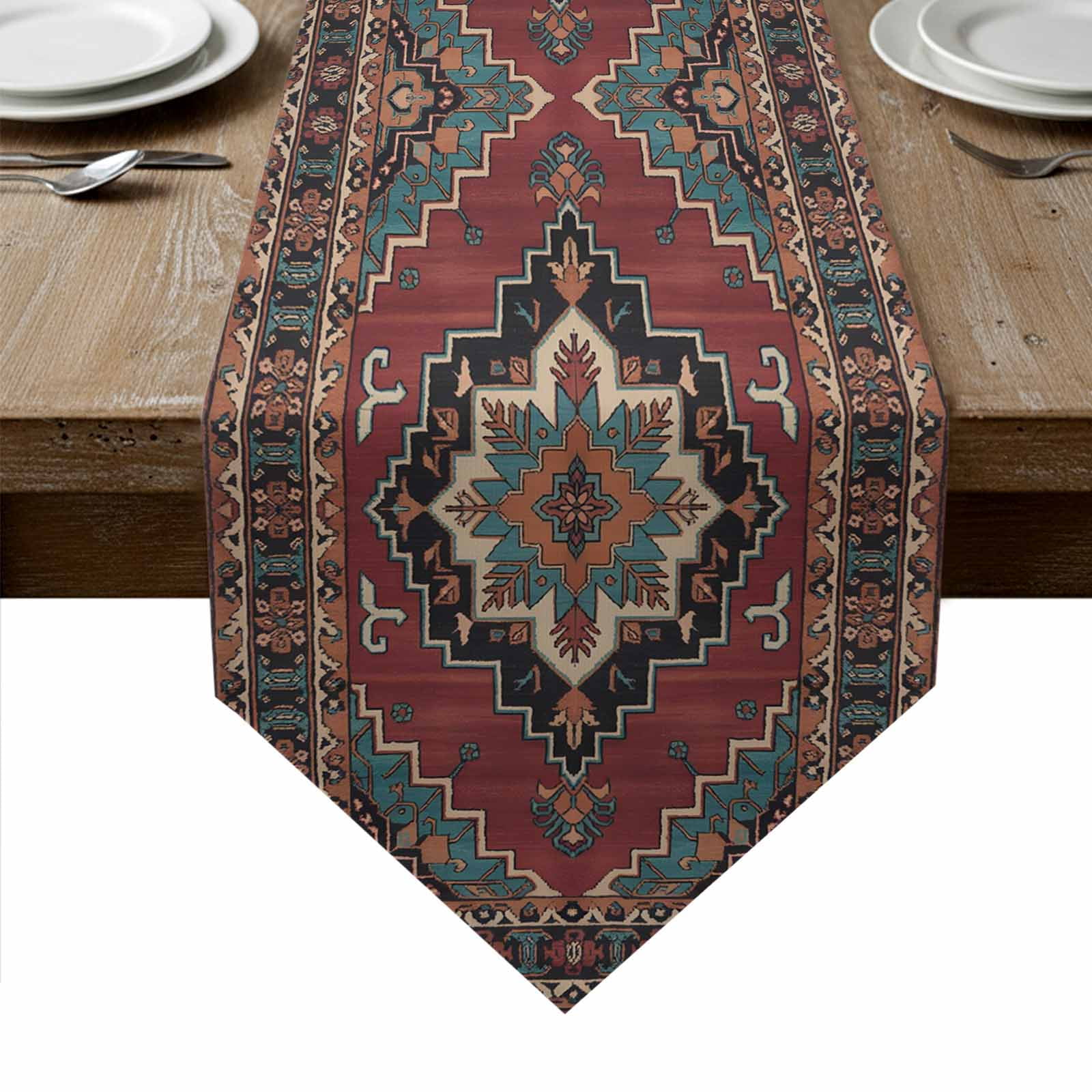 Aztec Southwest Table Runner Linen Burlap Table Runner 60 Inches Long ...