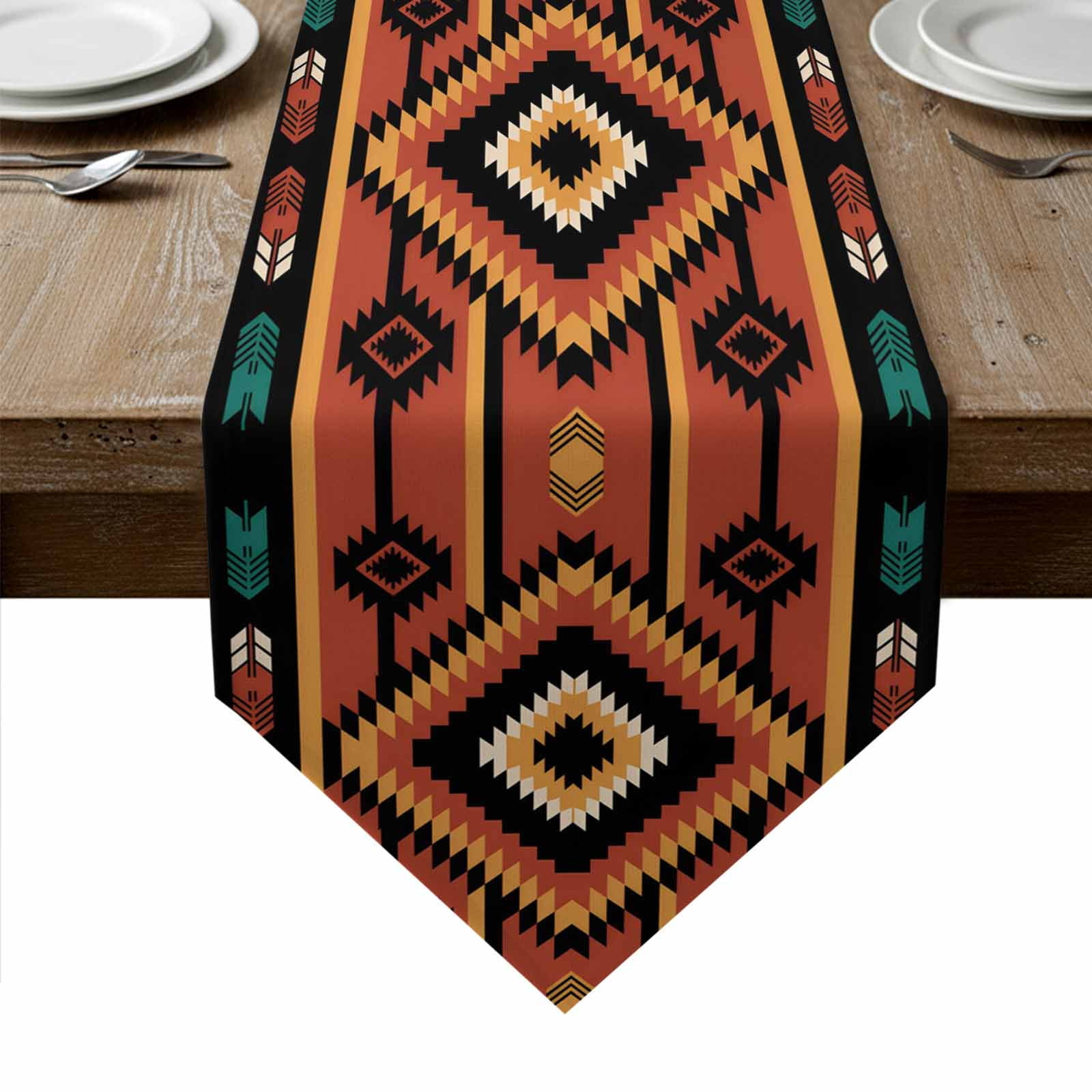 Aztec Southwest Table Runner Linen Burlap Table Runner 72 Inches Long ...