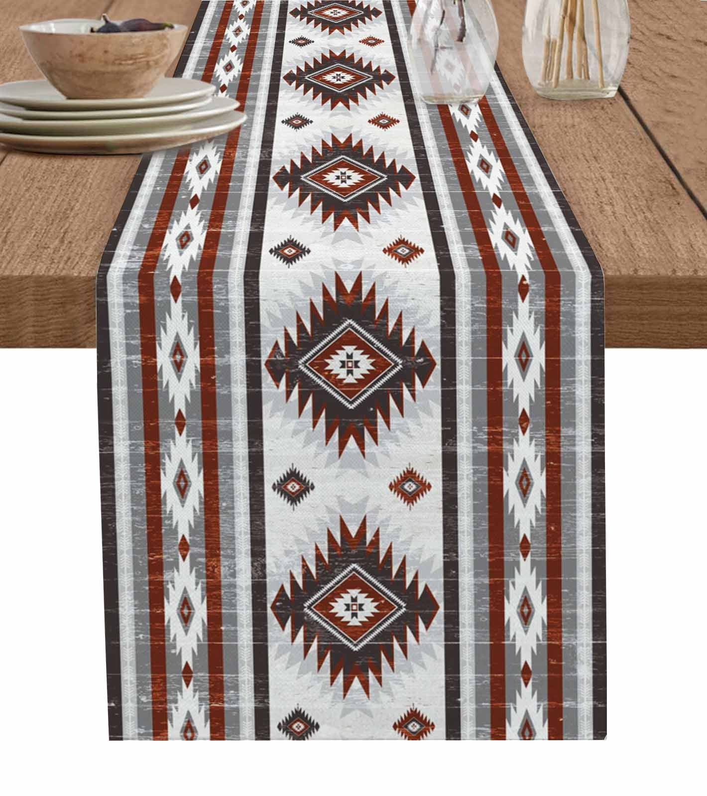 Aztec Southwest Table Runners 120 Inches Long, Cotton Linen Fabric ...