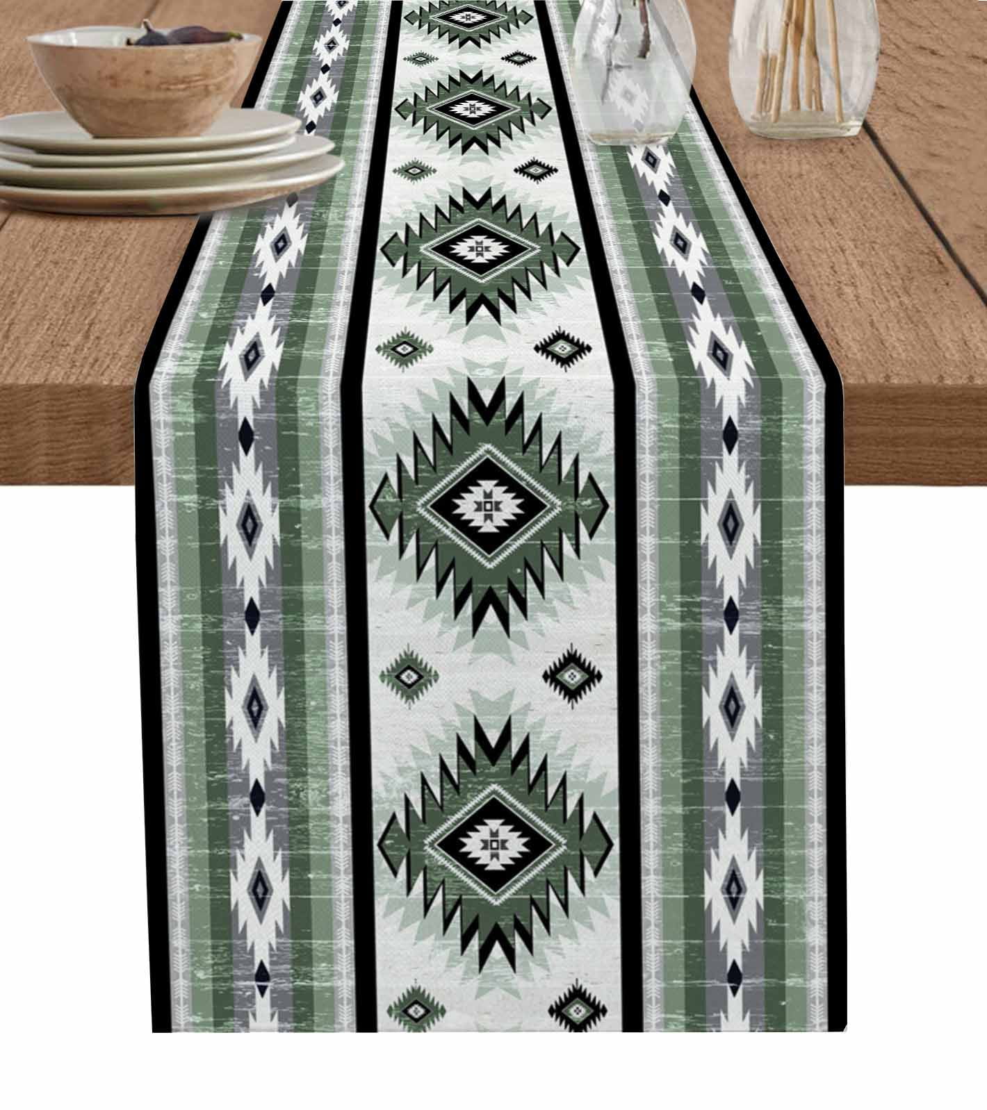 Aztec Southwest Table Runners 120 Inches Long, Cotton Linen Fabric ...