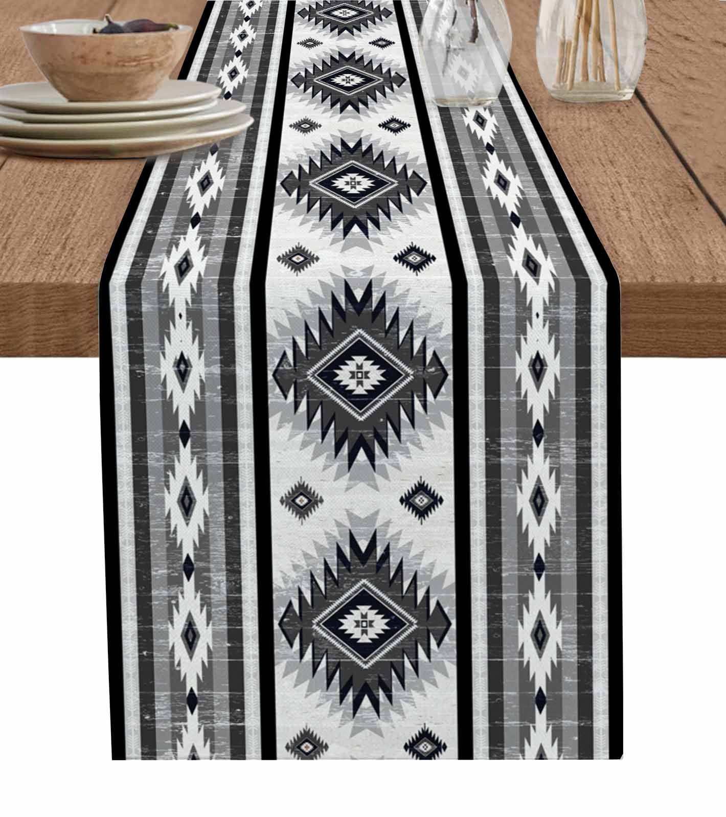 Aztec Southwest Table Runners 72 Inches Long, Cotton Linen Fabric Table ...
